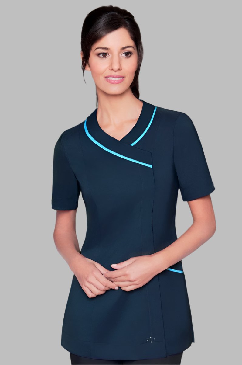 T2 Navy/Turquoise Tunic | Medical Uniforms at Diamond Designs Uniforms UK